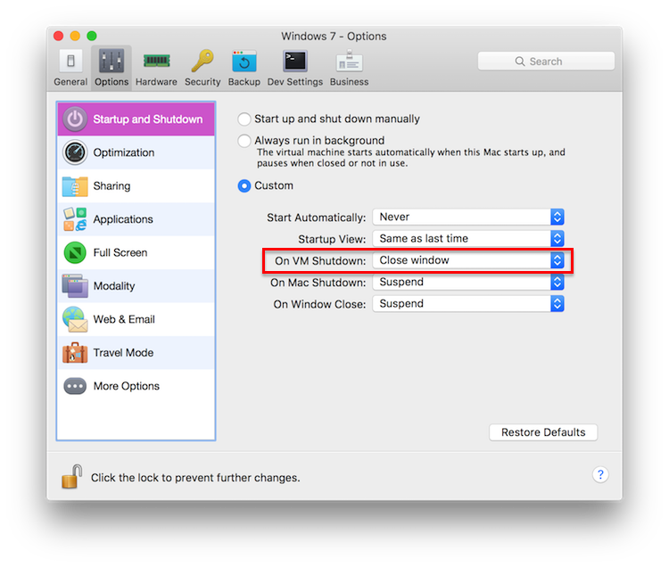 KB Parallels: Virtual machine window stays in Full Screen after shutdown